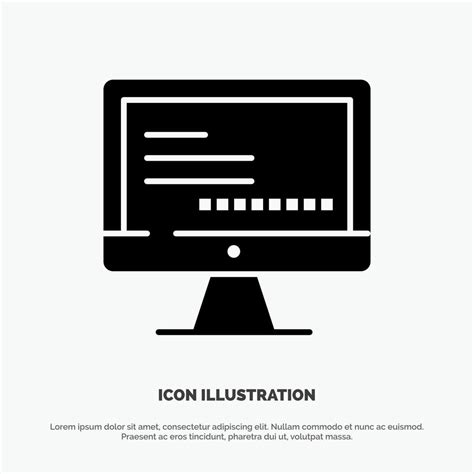 Computer Monitor Text Education Solid Black Glyph Icon 19173201 Vector