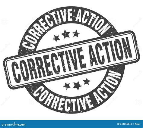 Corrective Action Stamp Corrective Action Rectangular Stamp On White