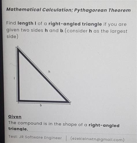 Solved Mathematical Calculation Pythagorean Theorem Find Chegg
