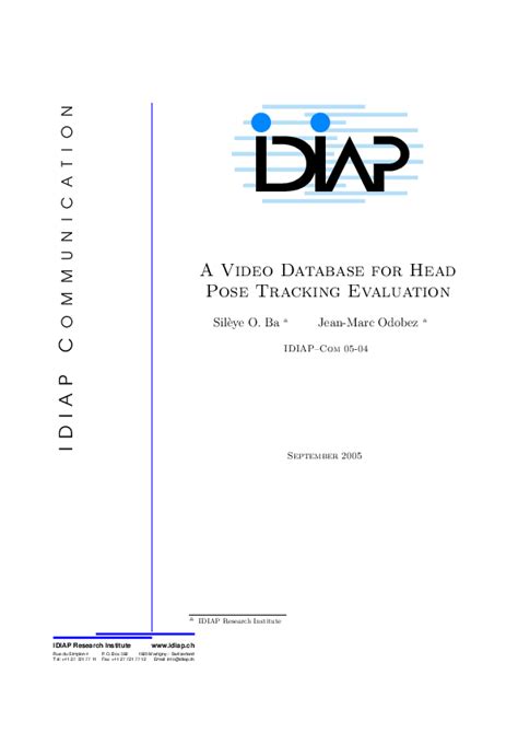 Pdf A Video Database For Head Pose Tracking Evaluation