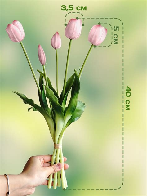 Купить Искусственные цветы Тюльпаны розовые силиконовые 15 шт 40 см для декора
