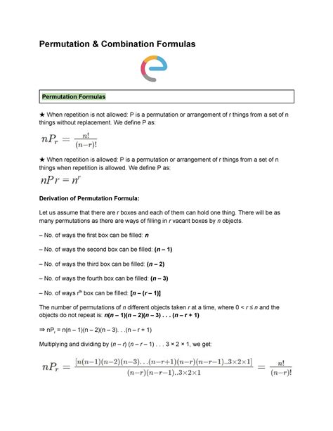 Permutataion Combination Formulas Permutation And Combination Formulas