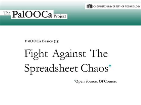 Palooca Basics 1 Fight Against The Spreadsheet Chaos Ppt