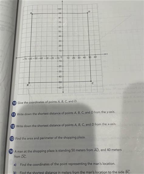 Solved Write Down The Shortest Distance Of Points A B C And D From The Y Axis Write