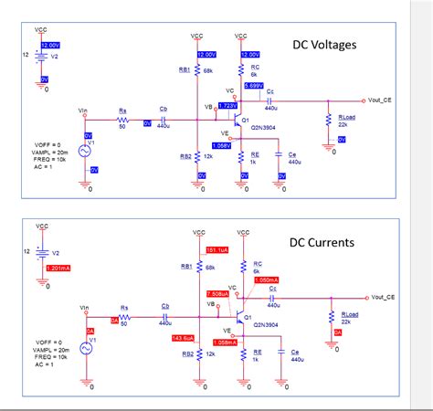 1 display the node voltages vb vc ve verify 1