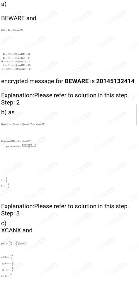 Solved 3 Given The Alphanumeric Table Below And The Encryption Function Fn7n6 Mod 27