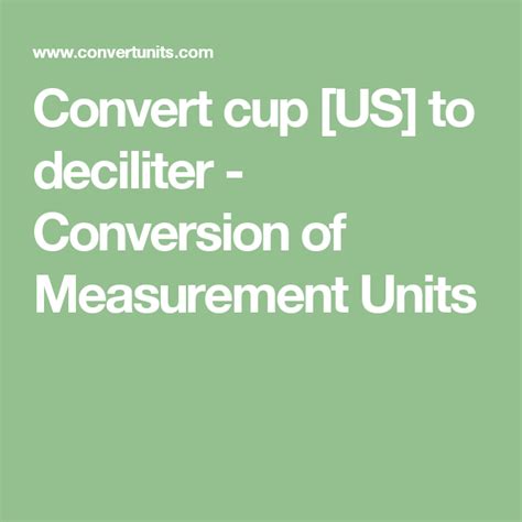 Convert Cup Us To Deciliter Measurement Units Conversion