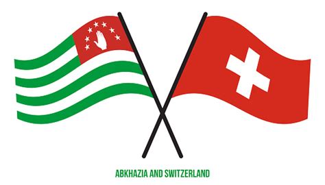 압하지아와 스위스 국기가 교차하고 플랫 스타일을 흔들었다 공식 비율 올바른 색상입니다 경제에 대한 스톡 벡터 아트 및 기타 이미지 경제 국가 지리적 지역 국기