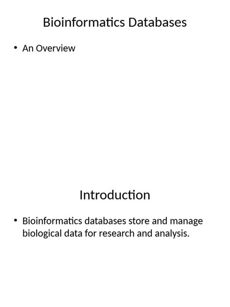 Bioinformatics Databases Updated Presentation Pdf