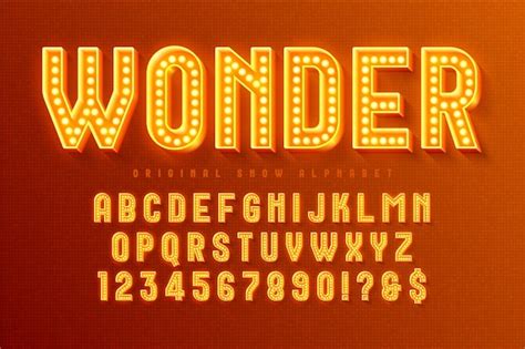 알파벳 디자인 선택 윤곽 Led 램프 문자 및 숫자 표시 견본 색상 제어 프리미엄 벡터