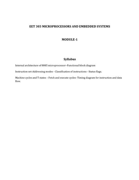 Eet 303 M1 Architechture Of 8085 Eet 303 Microprocessors And Embedded Systems Module