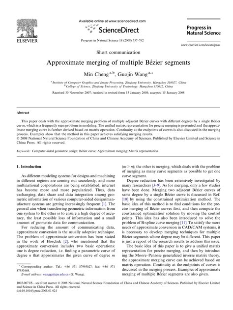 Pdf Approximate Merging Of Multiple Bézier Segments