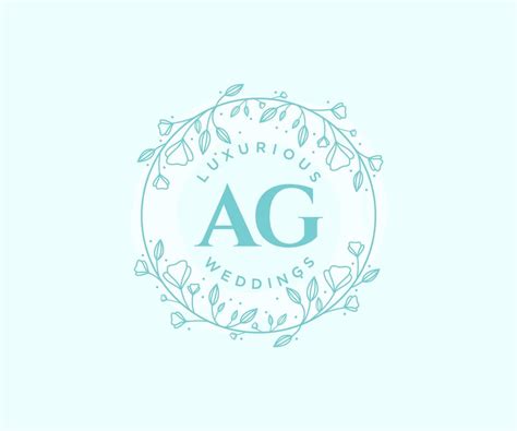Ag Initials Letter Wedding Monogram Logos Template Hand Drawn Modern