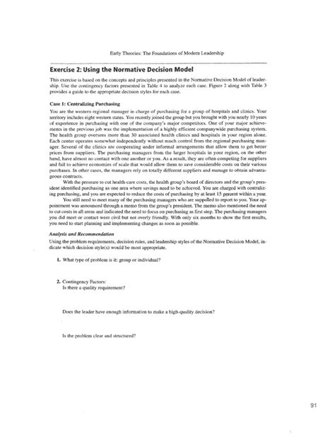 Normative Decision Model Exercise Pdf