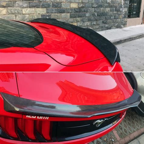 Abs 플라스틱 탄소 섬유 룩 리어 트렁크 윙 포드 머스탱 2015 2020 년 스포일러 M4 스타일 차체 키트 액세서리