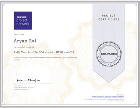 aryan rai on linkedin html css coursera project