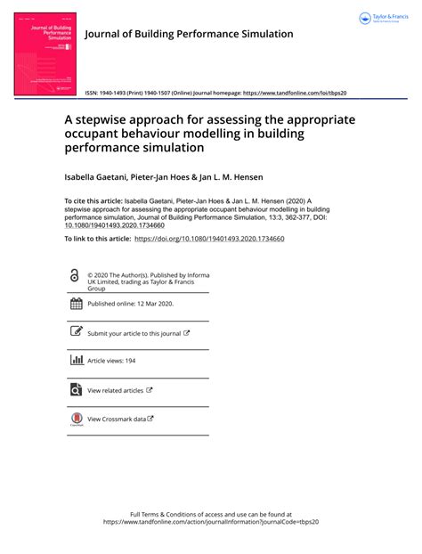 Pdf A Stepwise Approach For Assessing The Appropriate Occupant