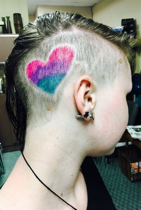 2017 Undercut Haircut Short Love Heart Color Rainbow Bright 💖💜💙