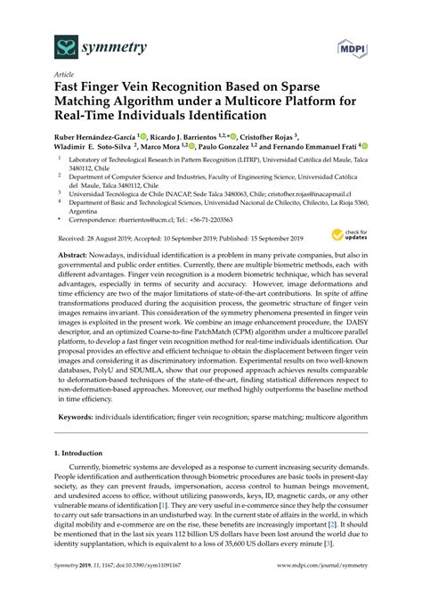 Pdf Fast Finger Vein Recognition Based On Sparse Matching Algorithm Under A Multicore Platform