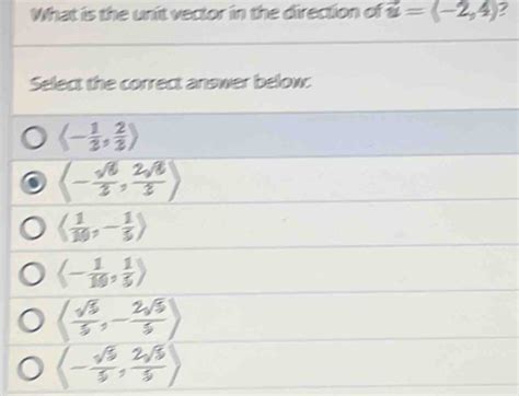what is the unit vector in the direction of vector u 2 4 2 select