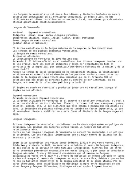 Leguaje De Pdf Venezuela Lengua Española