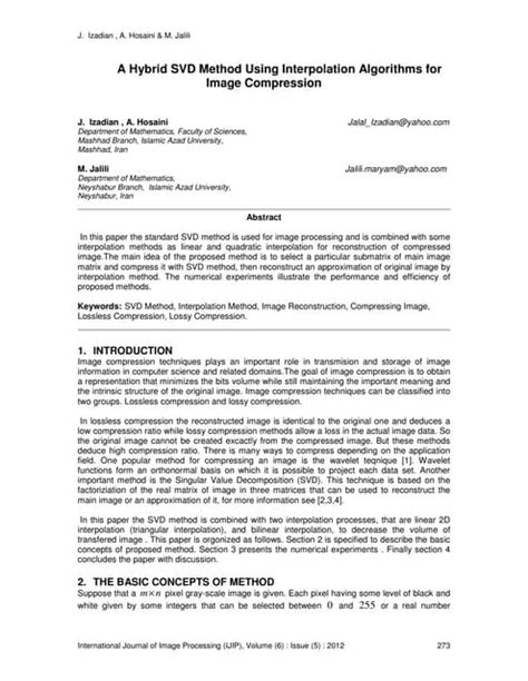 A Hybrid Svd Method Using Interpolation Algorithms For Image