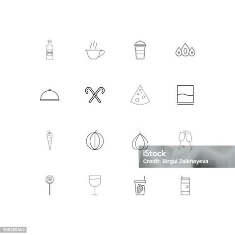 식품 및 음료 선형 얇은 아이콘 설정합니다 간단한 벡터 아이콘 설명 0명에 대한 스톡 벡터 아트 및 기타 이미지 0명 당근 디자인 Istock
