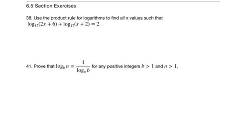 solved 38 use the product rule for logarithms to find all x