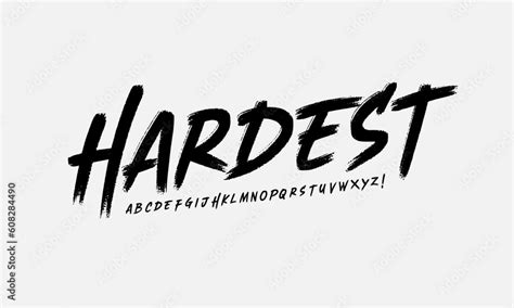 Hardest Brush Font Hand Lettering Sketch Font Vector Alphabet Stock Vector Adobe Stock