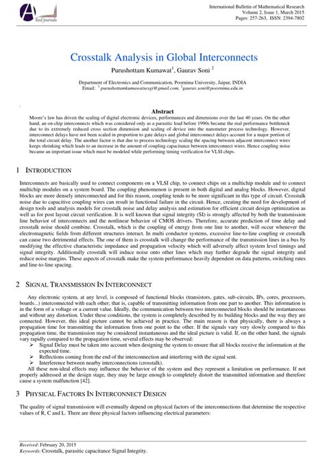 Pdf Crosstalk Analysis In Global Interconnects