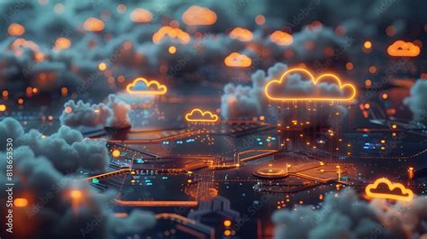 Iot Devices Offloading Data To Remote Cloud Servers Represented By A