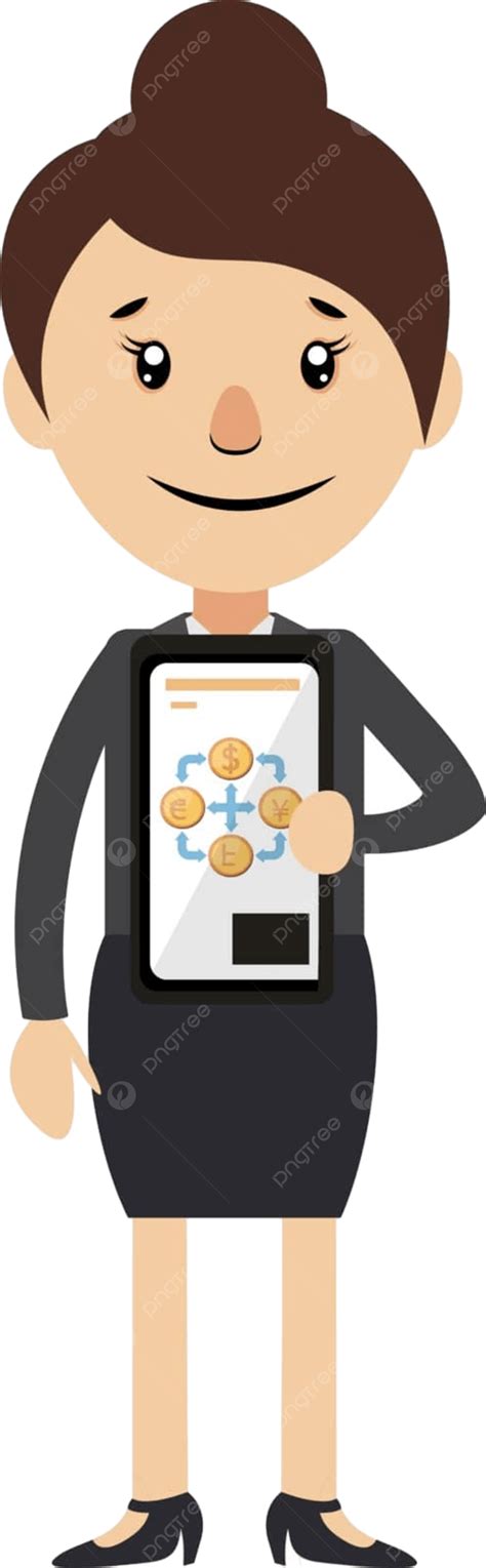 Perempuan Memegang Ilustrasi Vektor Smartphone Terisolasi Pada Latar Belakang Putih Vektor