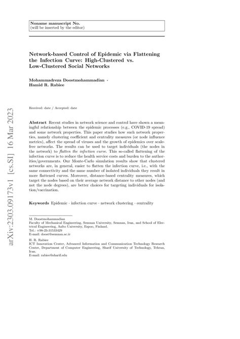 Network Based Control Of Epidemic Via Flattening The Infection Curve High Clustered Vs Low