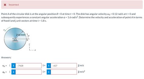 Solved X Incorrect Point A Of The Circular Disk Is At The