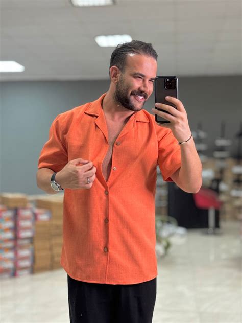 پیراهن لینن نارنجی امین بوتیک