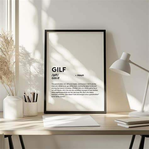 Funny Gilf Definition Print Wall Art Poster Gilf T For Grandma Id