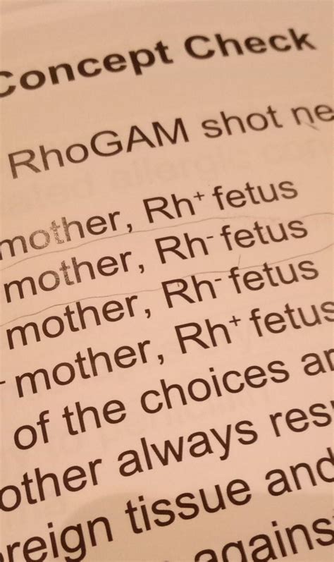 Solved Concept Check When Is The Rhogam Shot Needed A Rh