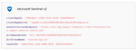 Microsoft Sentinel V2 Export Configuration