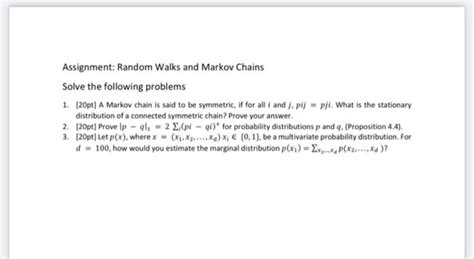 Assignment Random Walks And Markov Chains Solve The