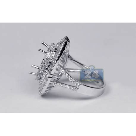 Diamond Semi Mount Setting Ring For Oval 18k White Gold 375ct
