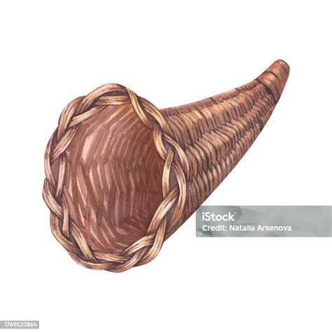 수채화 텅 빈 풍요 사실적인 풍요의 뿔 상징 추수 감사절 손으로 그린 그림 절연 통하고 있는 백색 배경 템플릿 요리 음식 포장 카드 추수 감사절에 적합 추수감사절에 대한