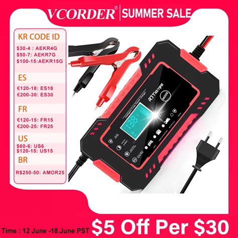 전체 자동차 배터리 충전기 12v 디스플레이 스마트 배터리 충전기 전원 펄스 수리 충전기 습식 건식 납산 배터리배터리 충전 유닛 Aliexpress