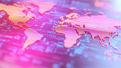 innovative digital world map overlay with data layers stock