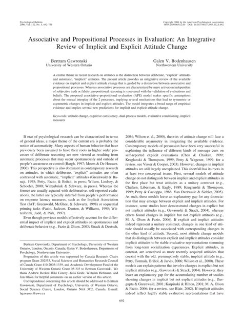 Pdf Associative And Propositional Processes In Evaluation An