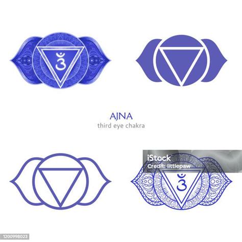 Ajna 제 3 눈 차크라 기호 화려한 만다라 벡터 일러스트레이션 차크라에 대한 스톡 벡터 아트 및 기타 이미지 차크라 0