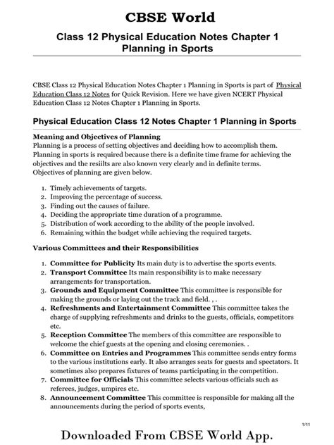 Notes Chapter 1 Planning In Sports Pdf