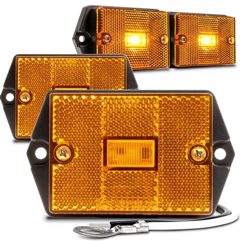 True Mods 4pc 2x3 3x2 Inch Amber Led Surface Mount Side Marker Light Dot Fmvss 108 Sae Ap2