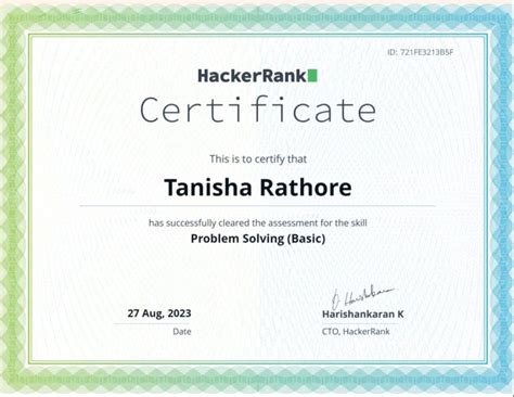 Tanisha Rathore On Linkedin Hackerrank Problemsolving Coding