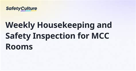 Weekly Housekeeping And Safety Inspection For Mcc Rooms Free Template