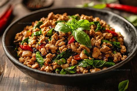 Quick And Zesty Ground Chicken And Holy Basil Stir Fry Recipe Salty Tart